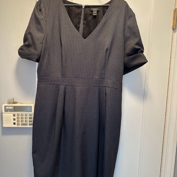J. Crew | Dresses | J Crew Memo Dress In Pinstripe Super 2s Size 12 ...